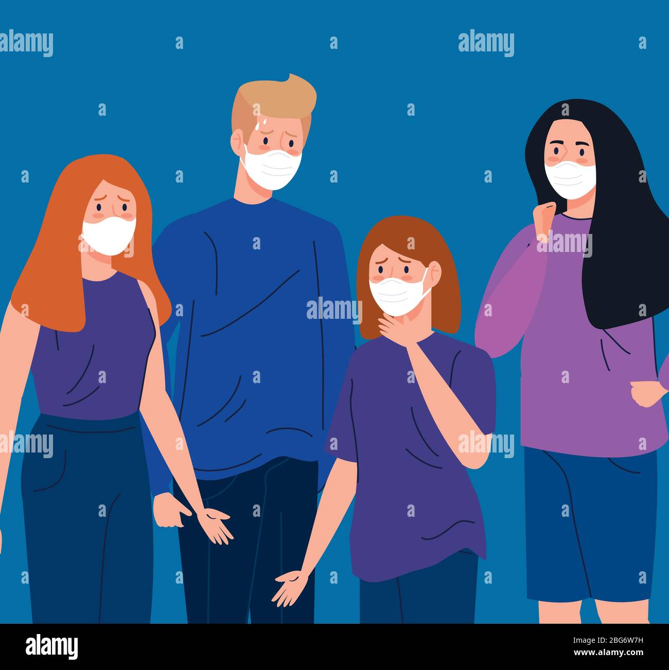 campaign of social distancing for covid 19 with young people using face ...