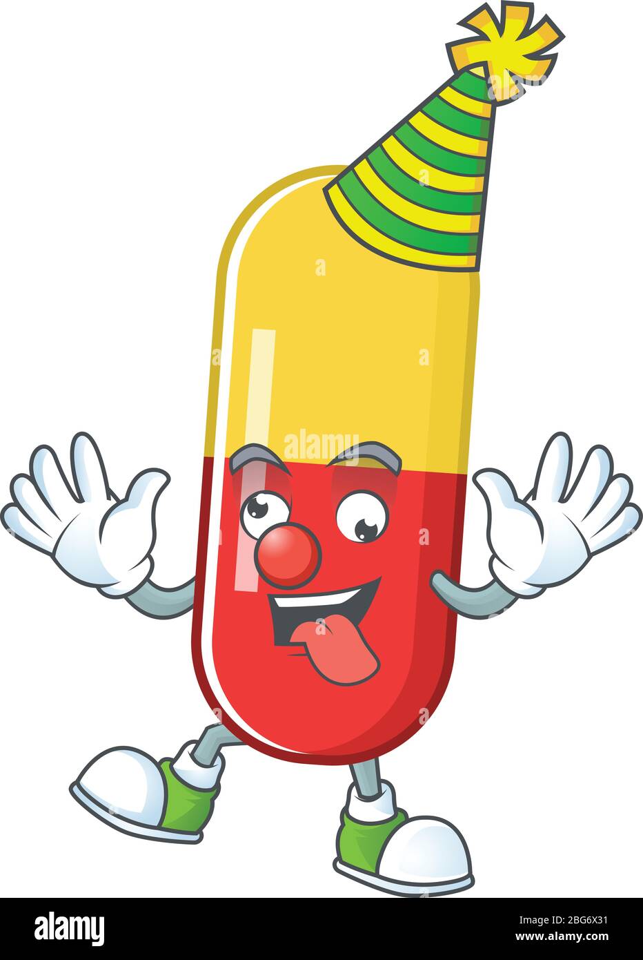 Amusing Clown red yellow capsules cartoon character mascot style Stock ...