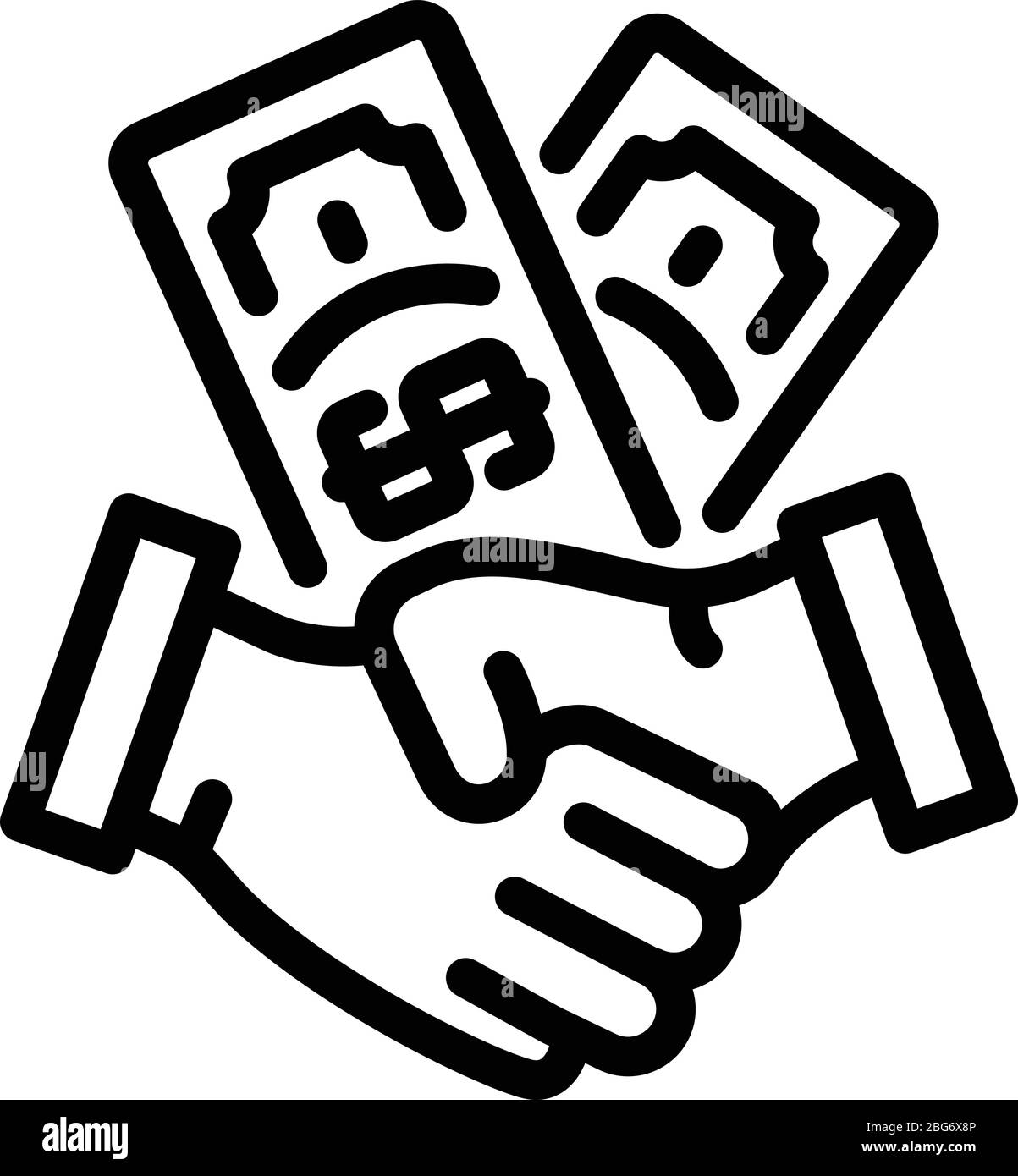 Handshake and money icon, outline style Stock Vector Image & Art - Alamy