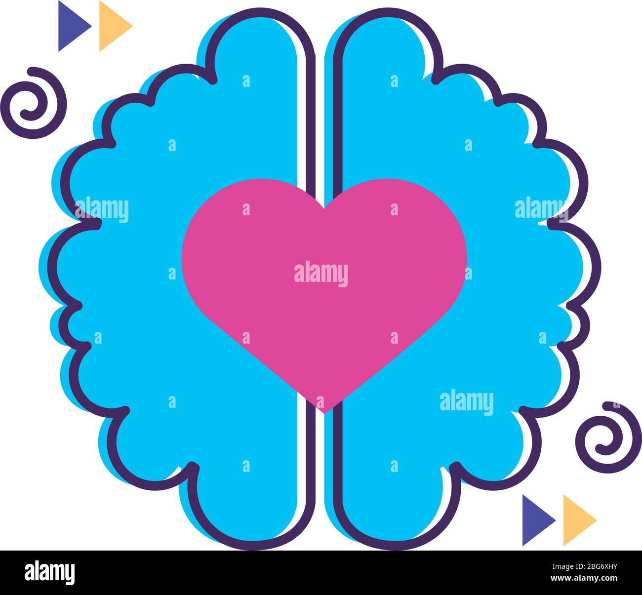 brain with heart mental health flat style icon Stock Vector Image & Art ...