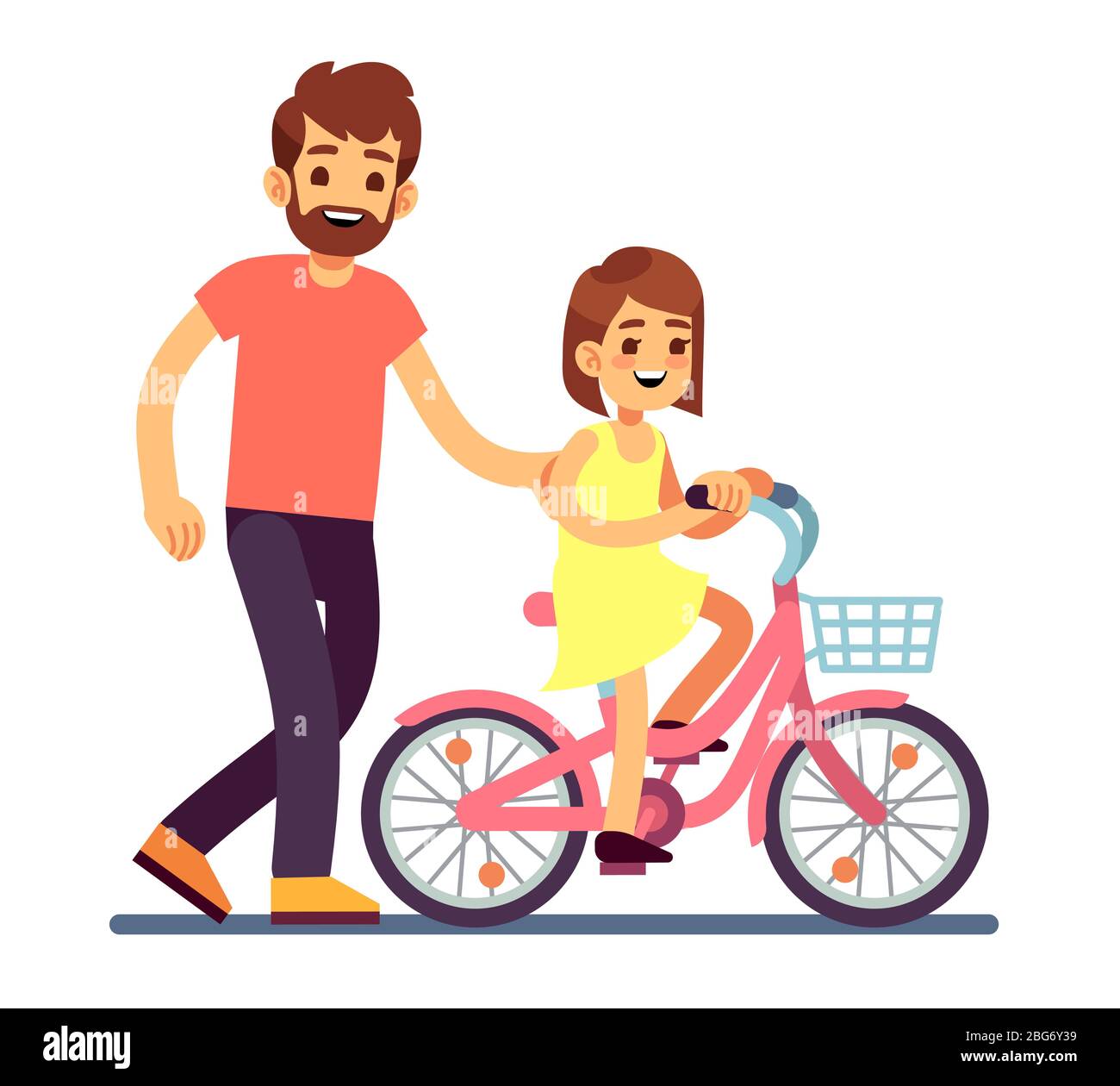 Father and daughter learning to cycle Stock Vector Images - Alamy