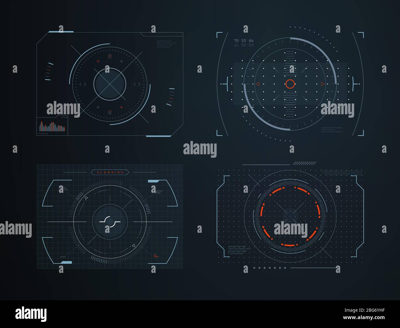 Futuristic hud virtual control panels. Hologram touch screen high tech ...