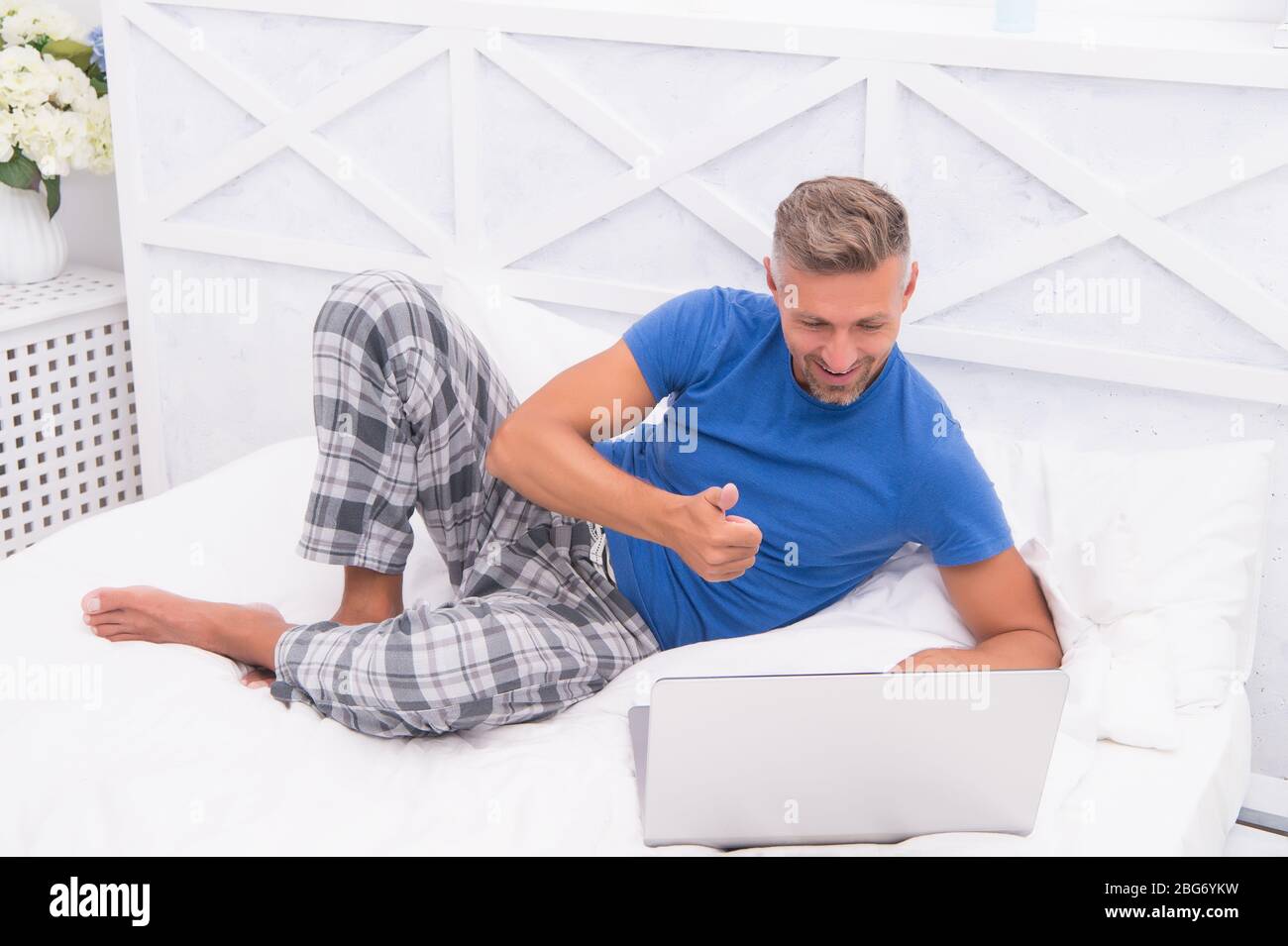 Businessman work in pajamas hi-res stock photography and images - Alamy
