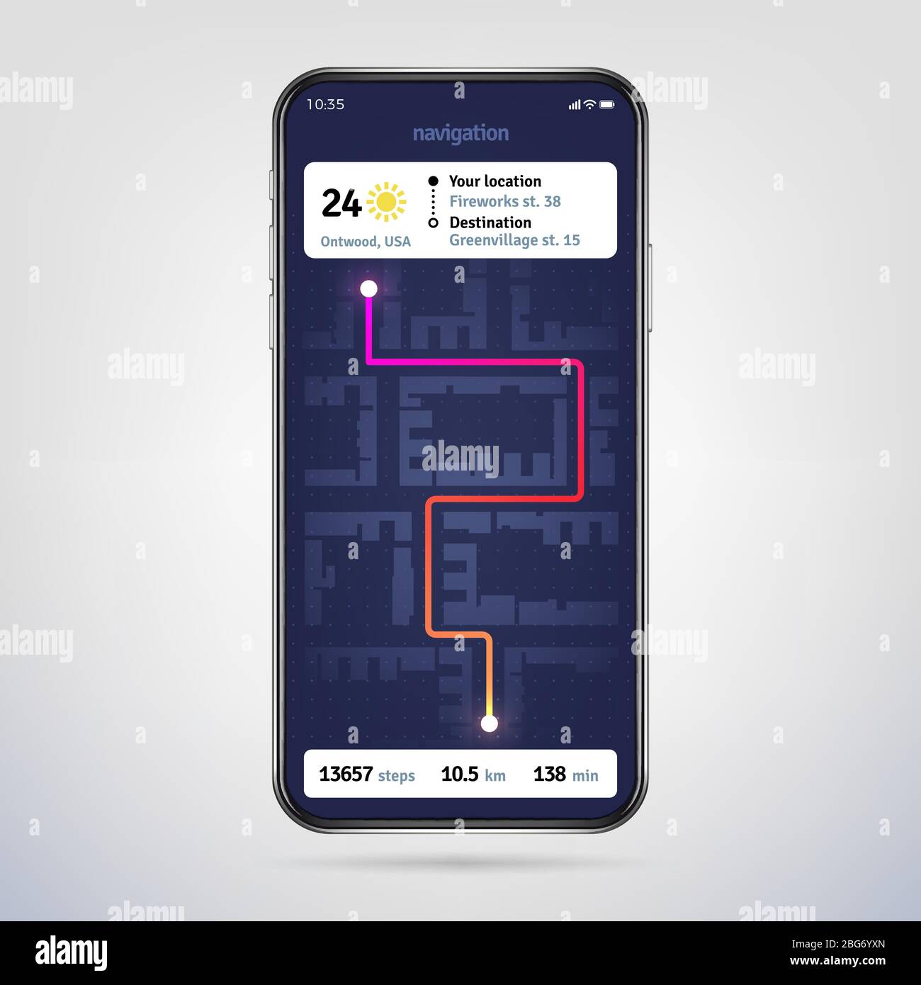 Navigate on city map. Online navigator app. Gps navigation application ...