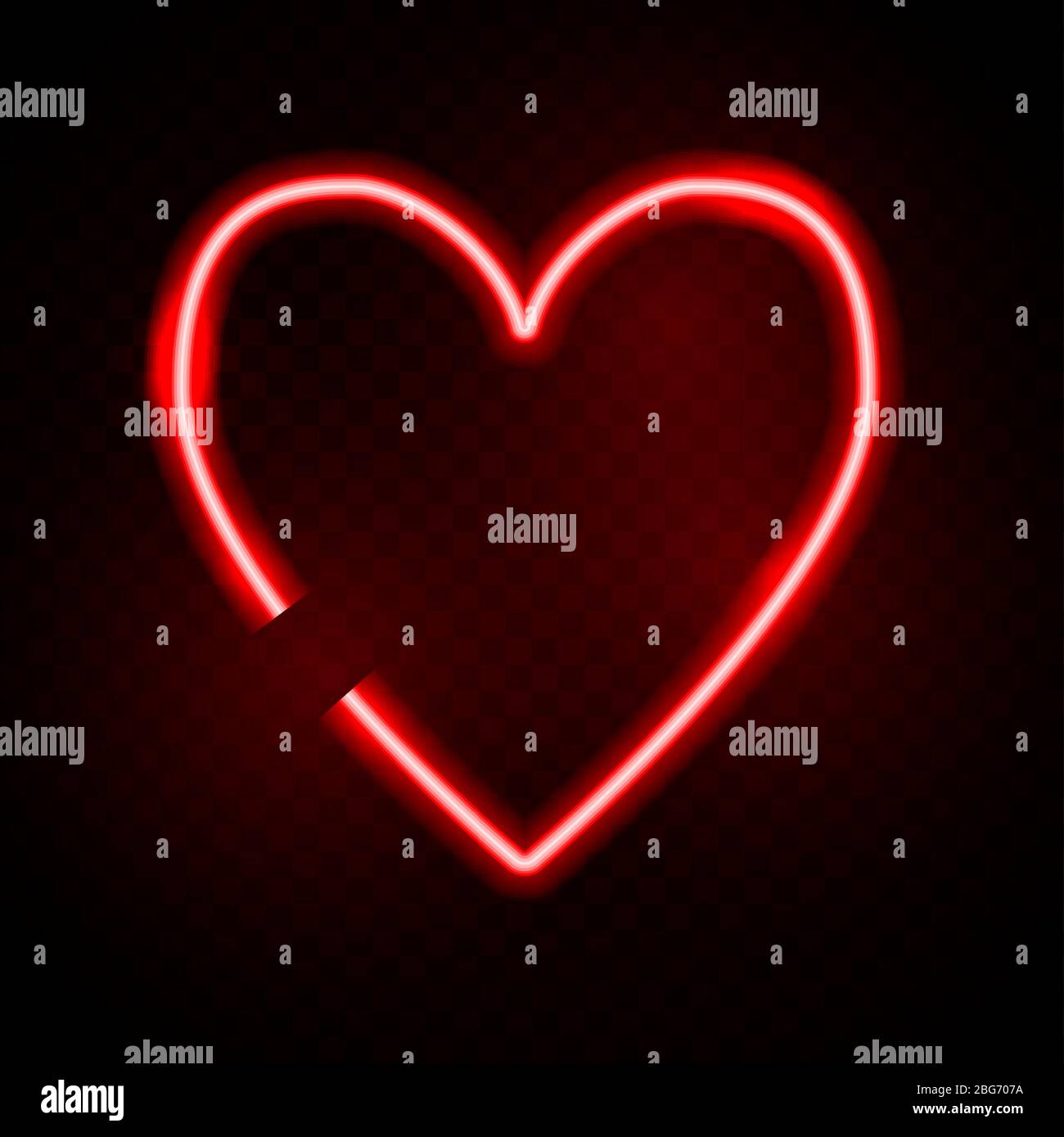 Neon heart. Vector valentine day concept. Love red light frame ...