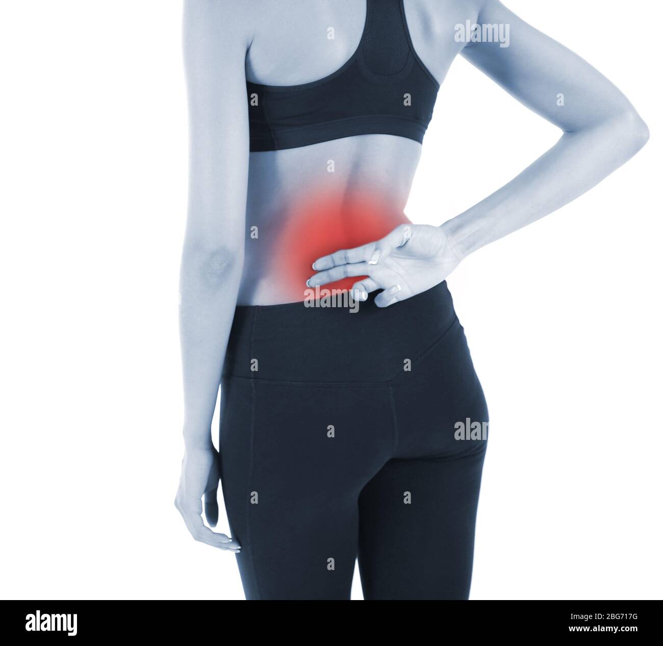 Back pain in young girls isolated on white Stock Photo - Alamy