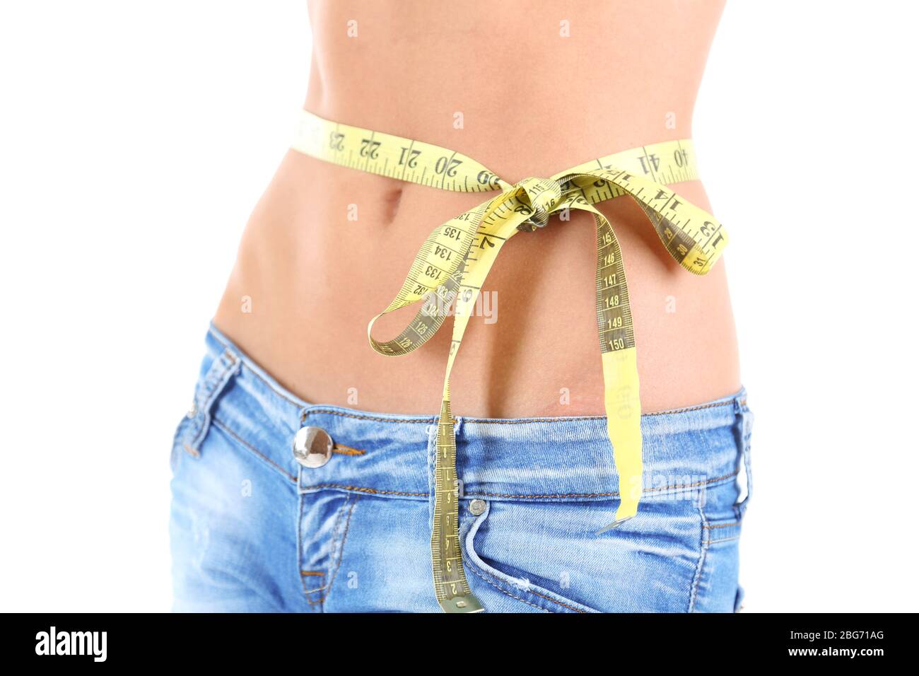 Beautiful woman stomach isolated on white Stock Photo - Alamy