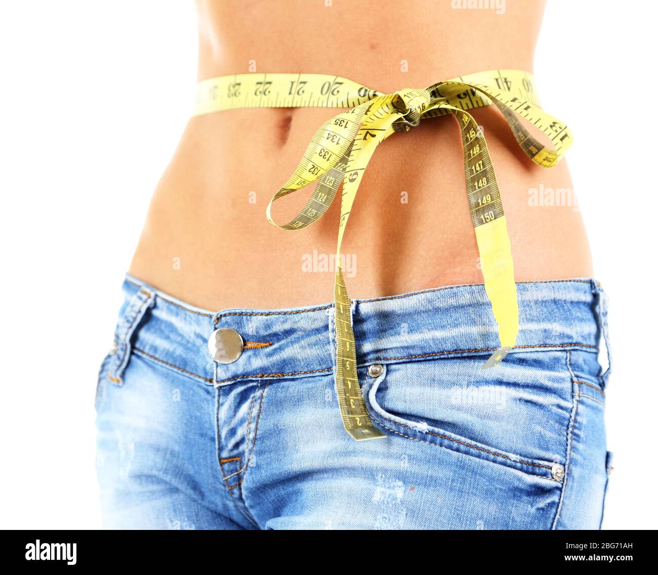 Beautiful woman stomach isolated on white Stock Photo - Alamy