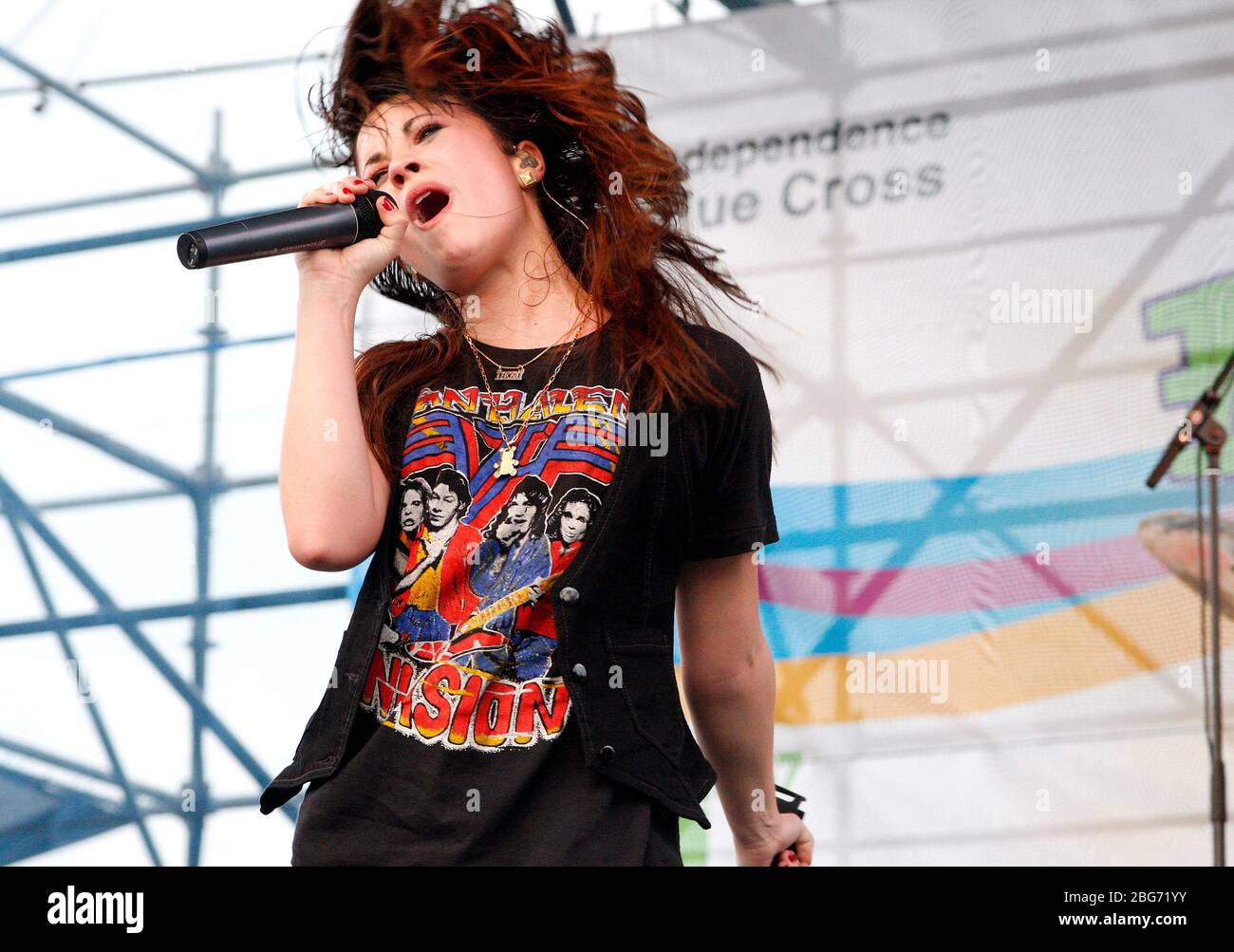 Demi Lovato performing at Penns Landing in Philadelphia, Pennsylvania ...