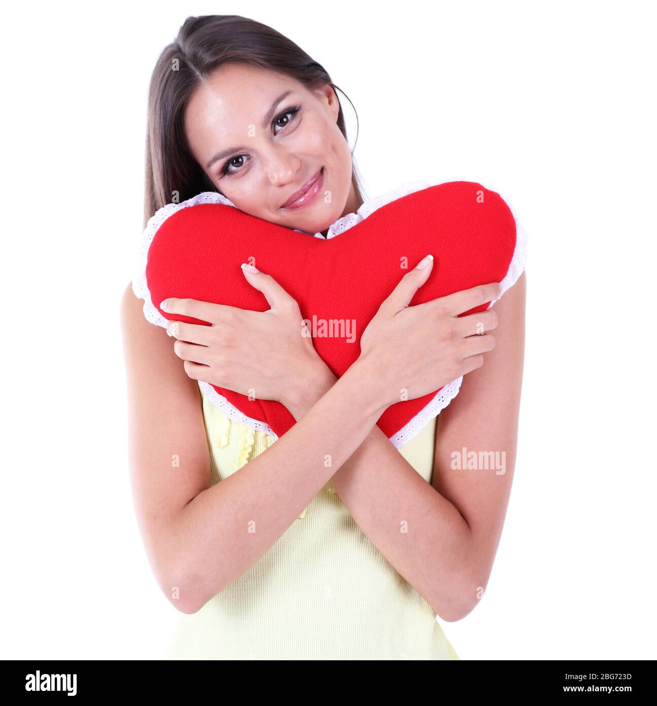 Loving a young girl isolated on white Stock Photo - Alamy