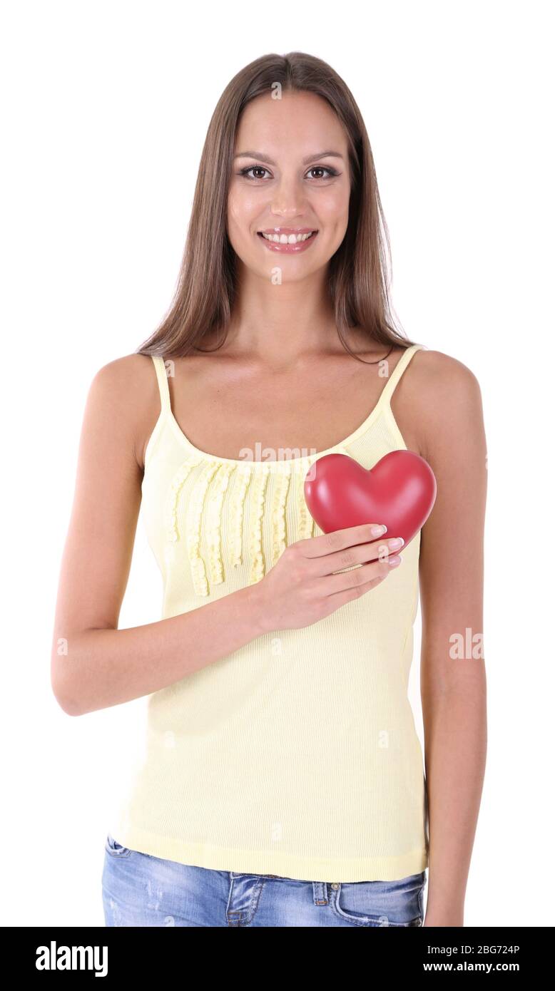 Loving a young girl isolated on white Stock Photo - Alamy