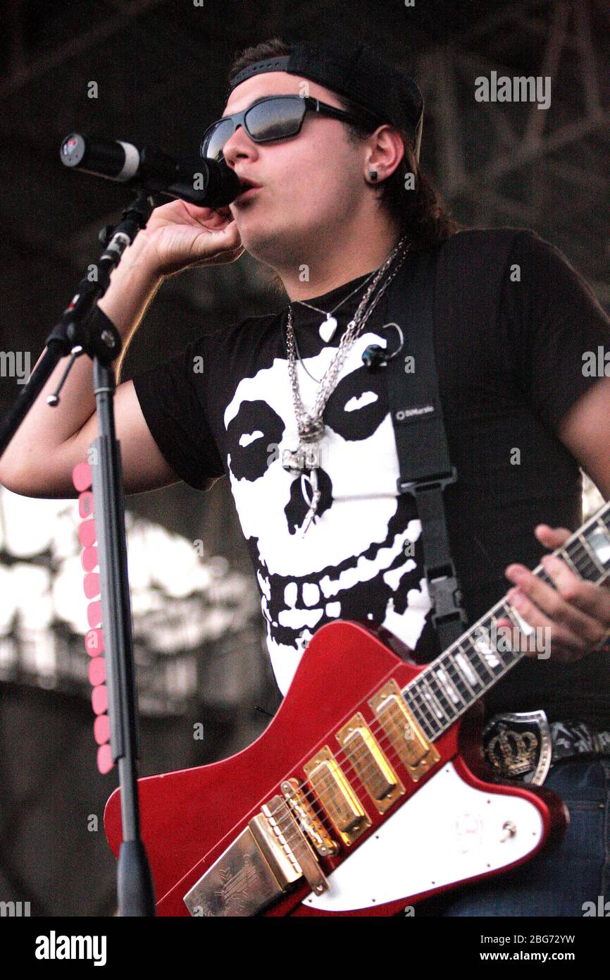 Singer-guitarist Mason Musso of Metro Station pictured performing at ...