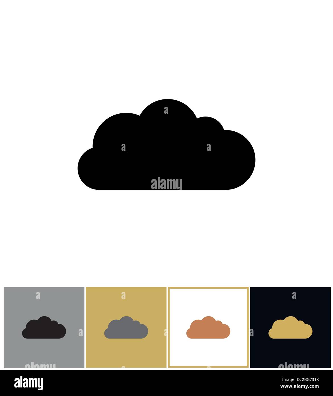 Cloud black silhouette icon, bubbles clouds shapes on gold, black and ...