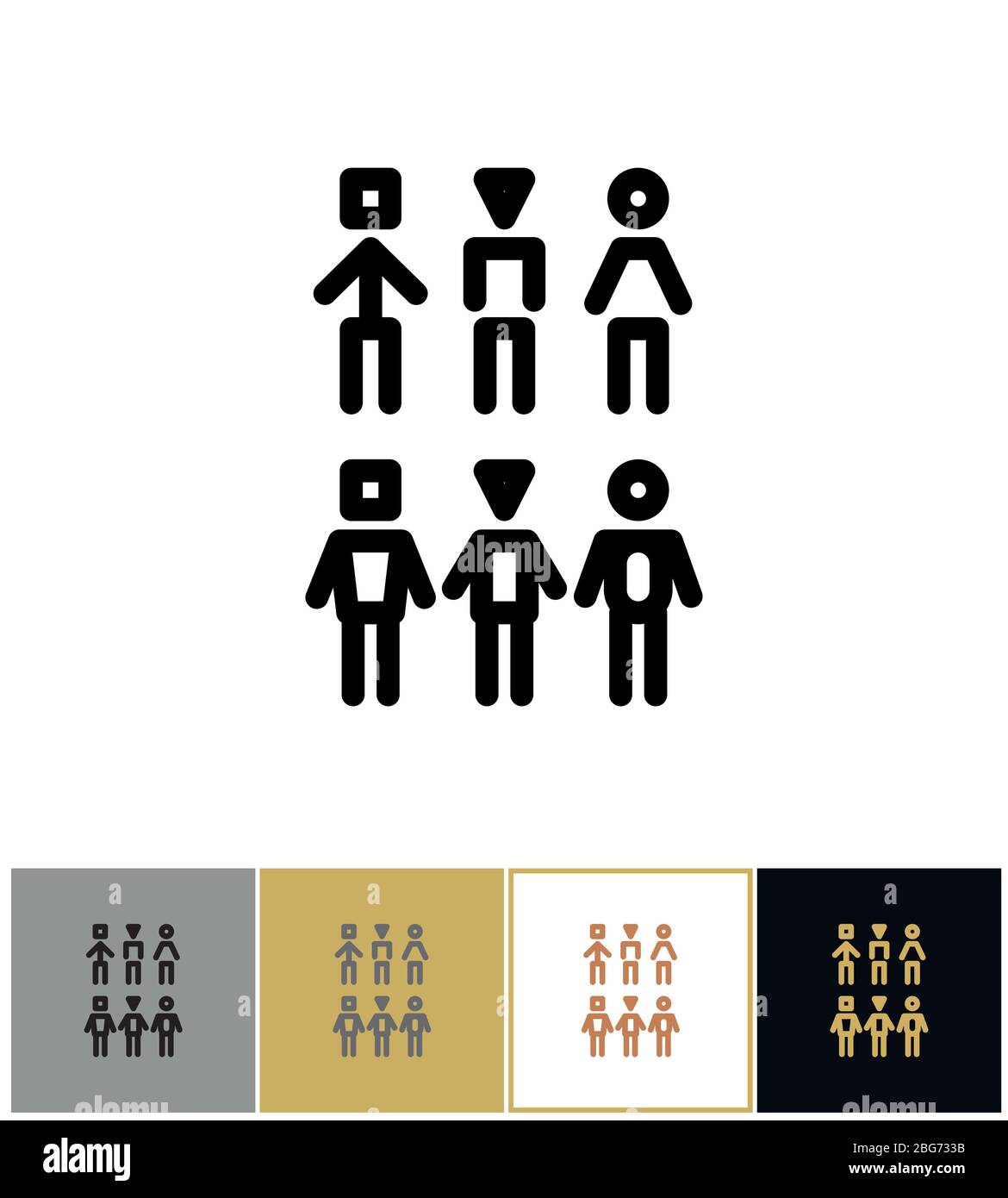 People icons, human persons or customer symbols on gold, black and ...