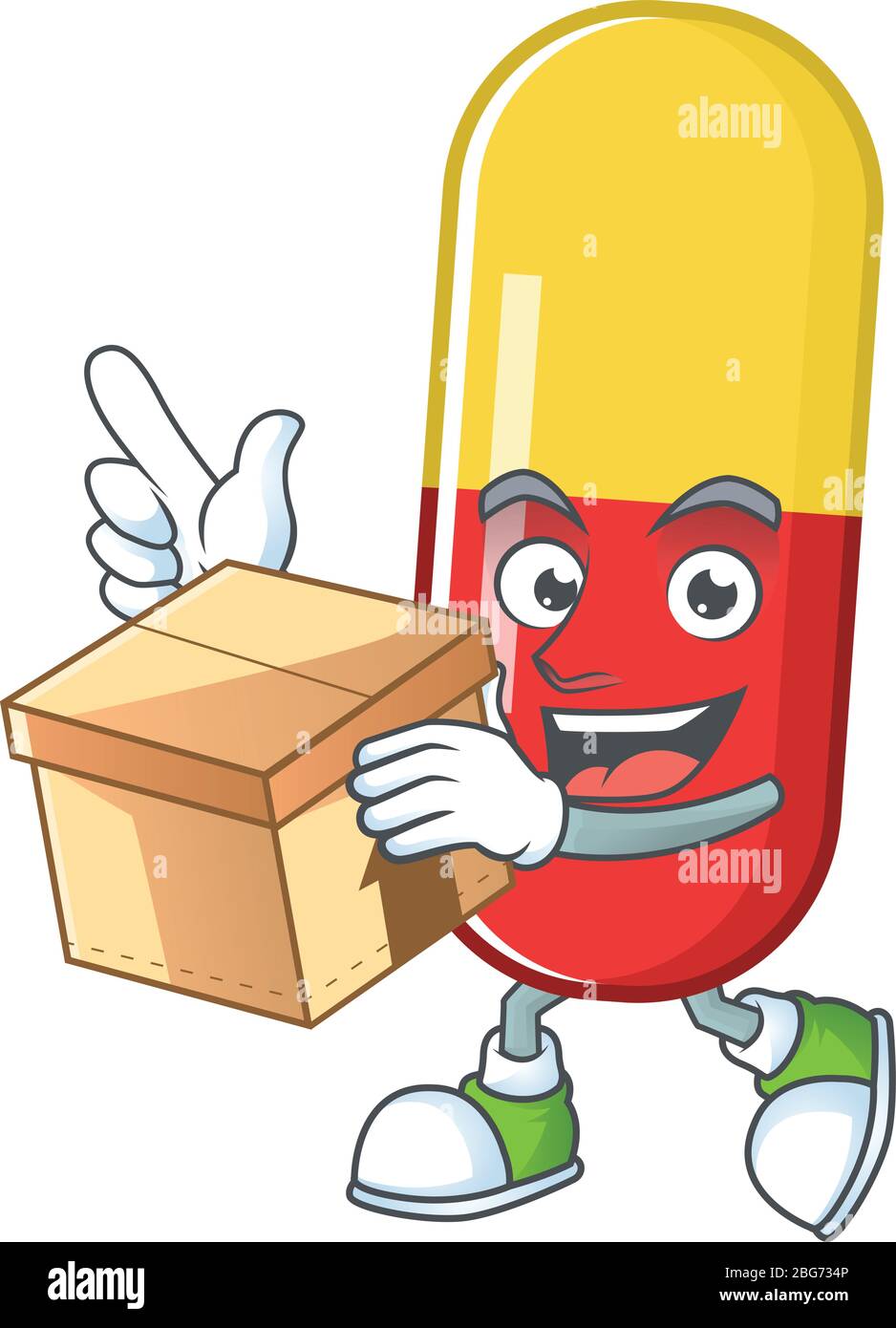 Red yellow capsules cartoon design style having gift box Stock Vector ...