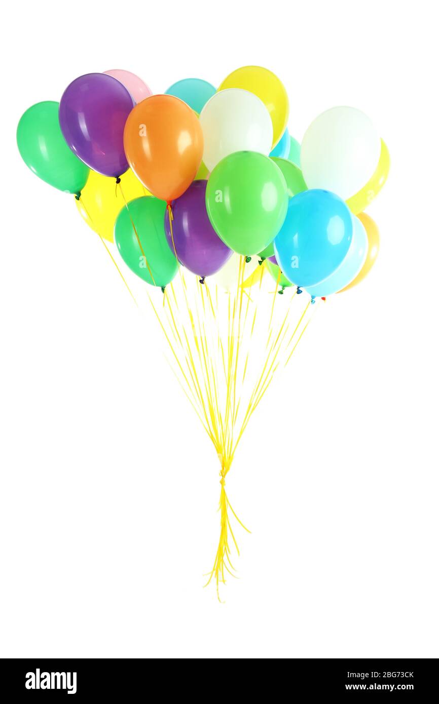 Colorful balloons isolated on white Stock Photo - Alamy