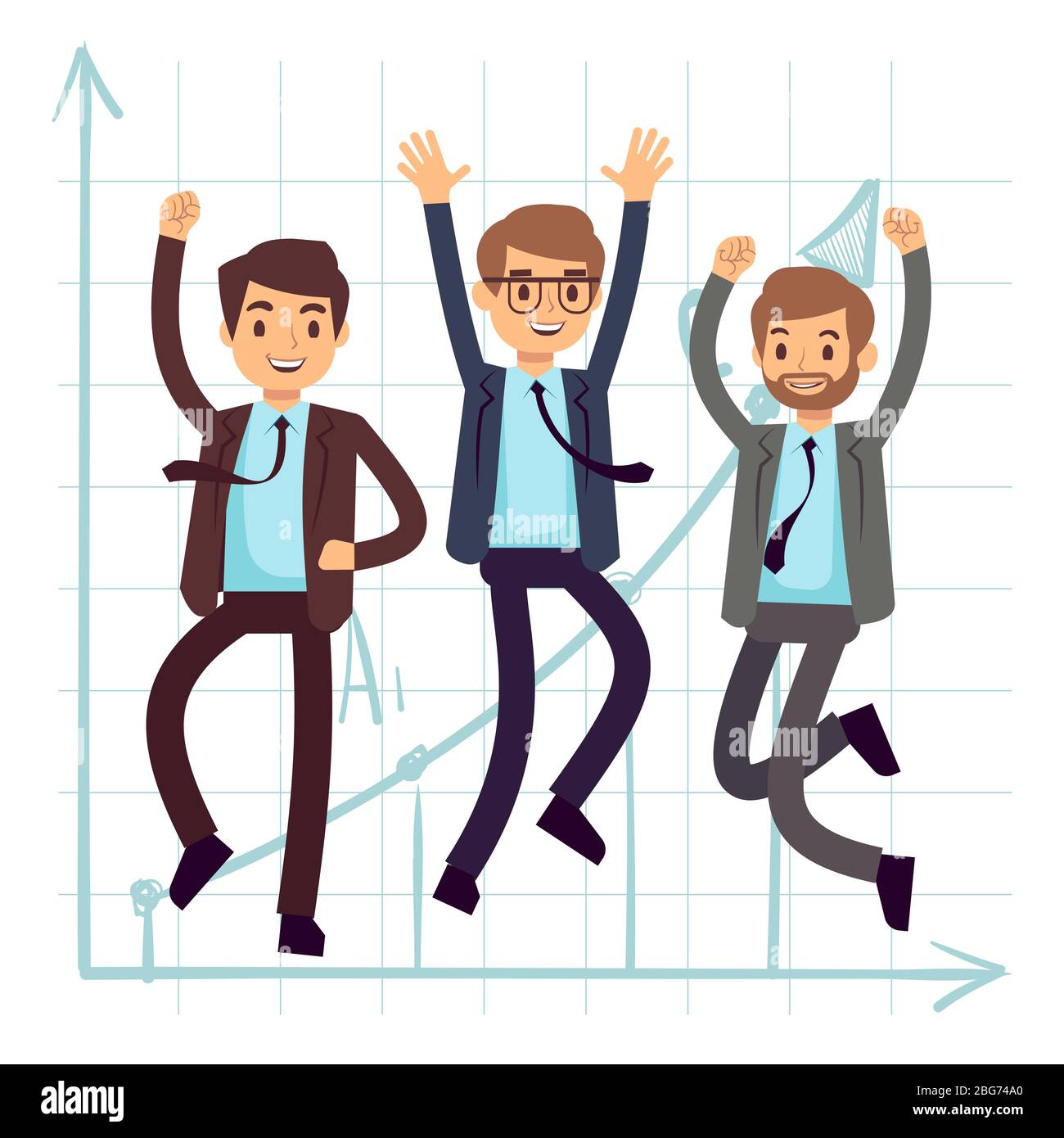 Happy jumping business man. Flat success in business concept design ...