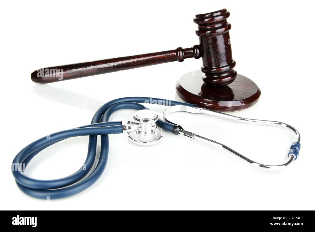 Medicine law concept. Gavel and stethoscope isolated on white Stock ...