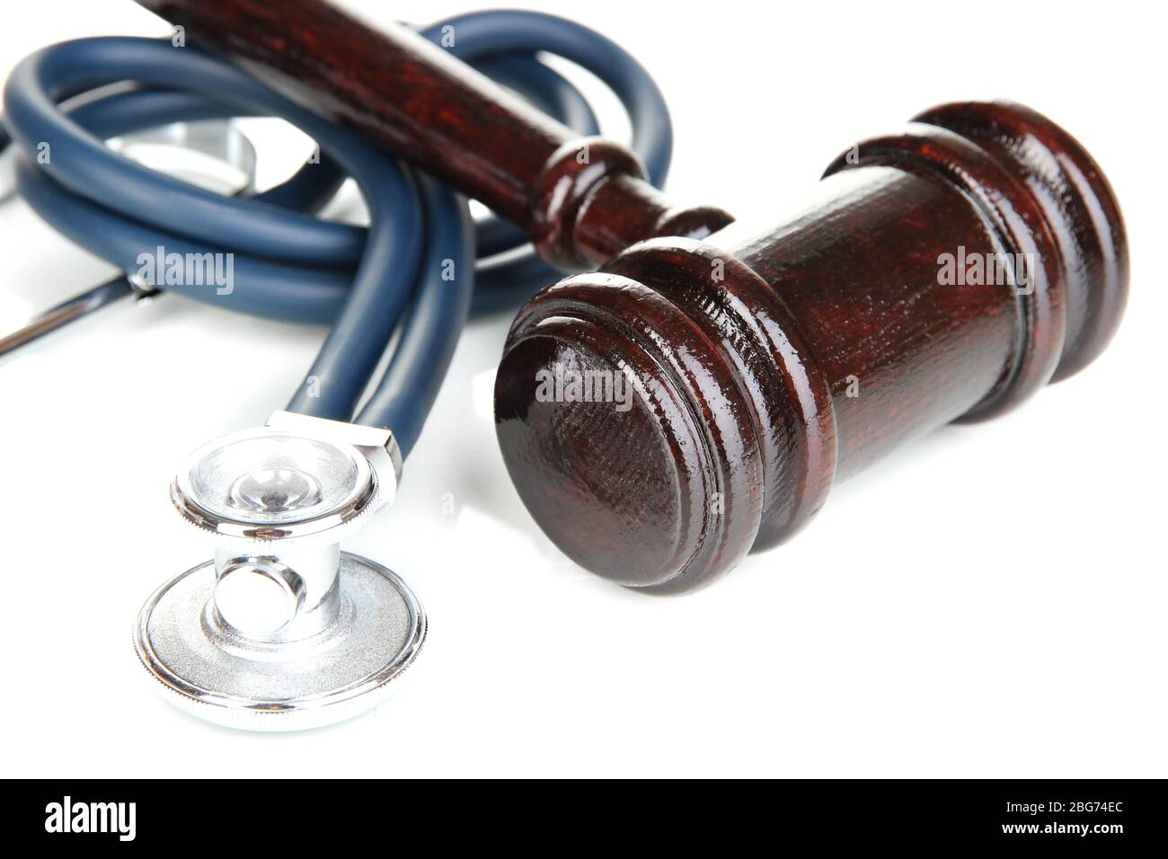 Medicine law concept. Gavel and stethoscope isolated on white Stock ...