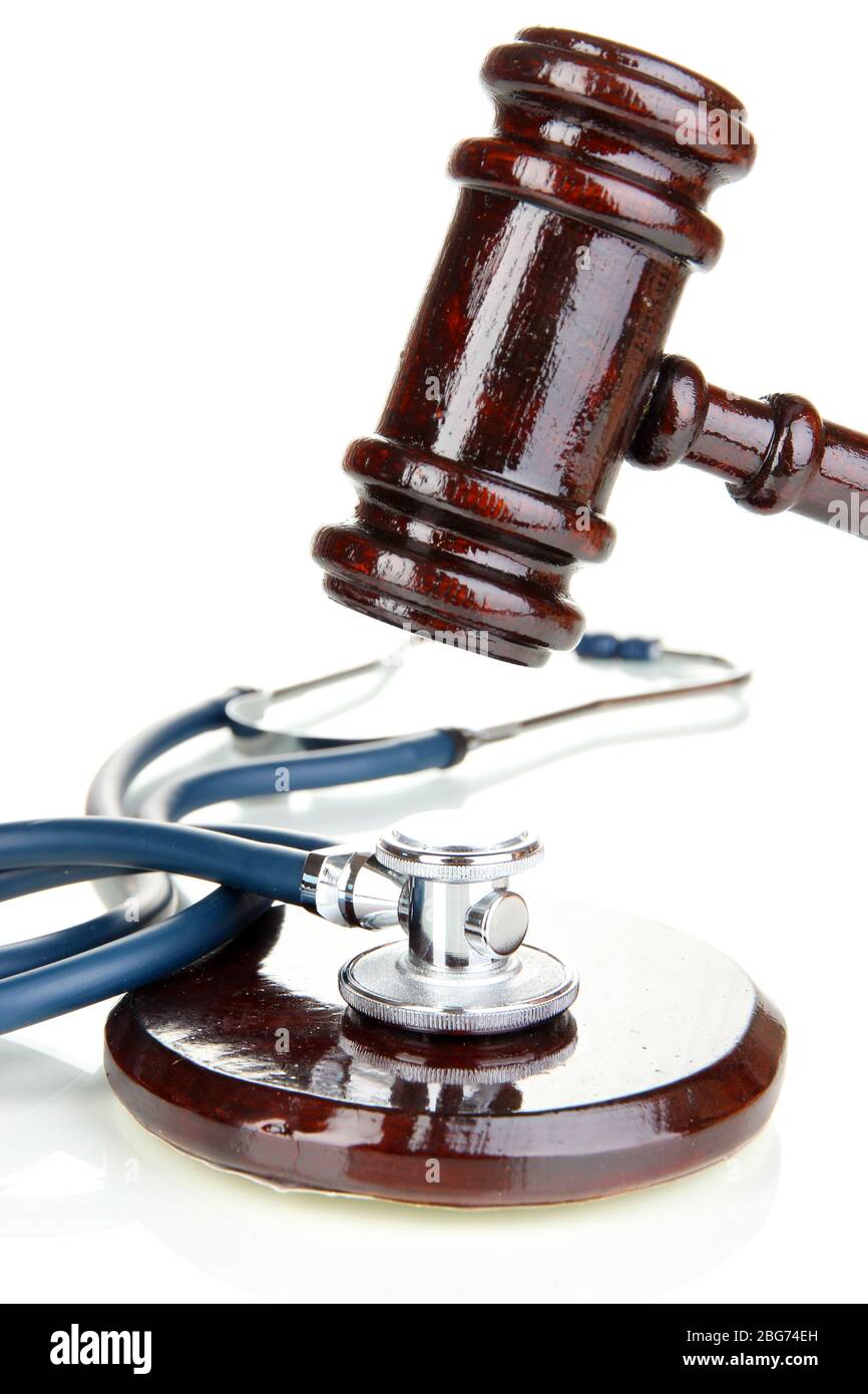 Medicine law concept. Gavel and stethoscope isolated on white Stock ...