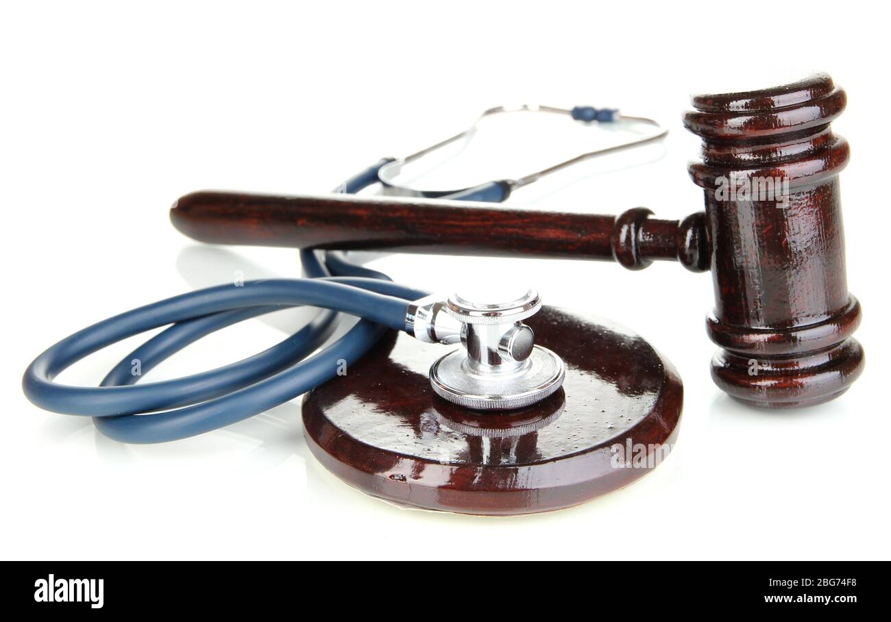 Medicine law concept. Gavel and stethoscope isolated on white Stock ...
