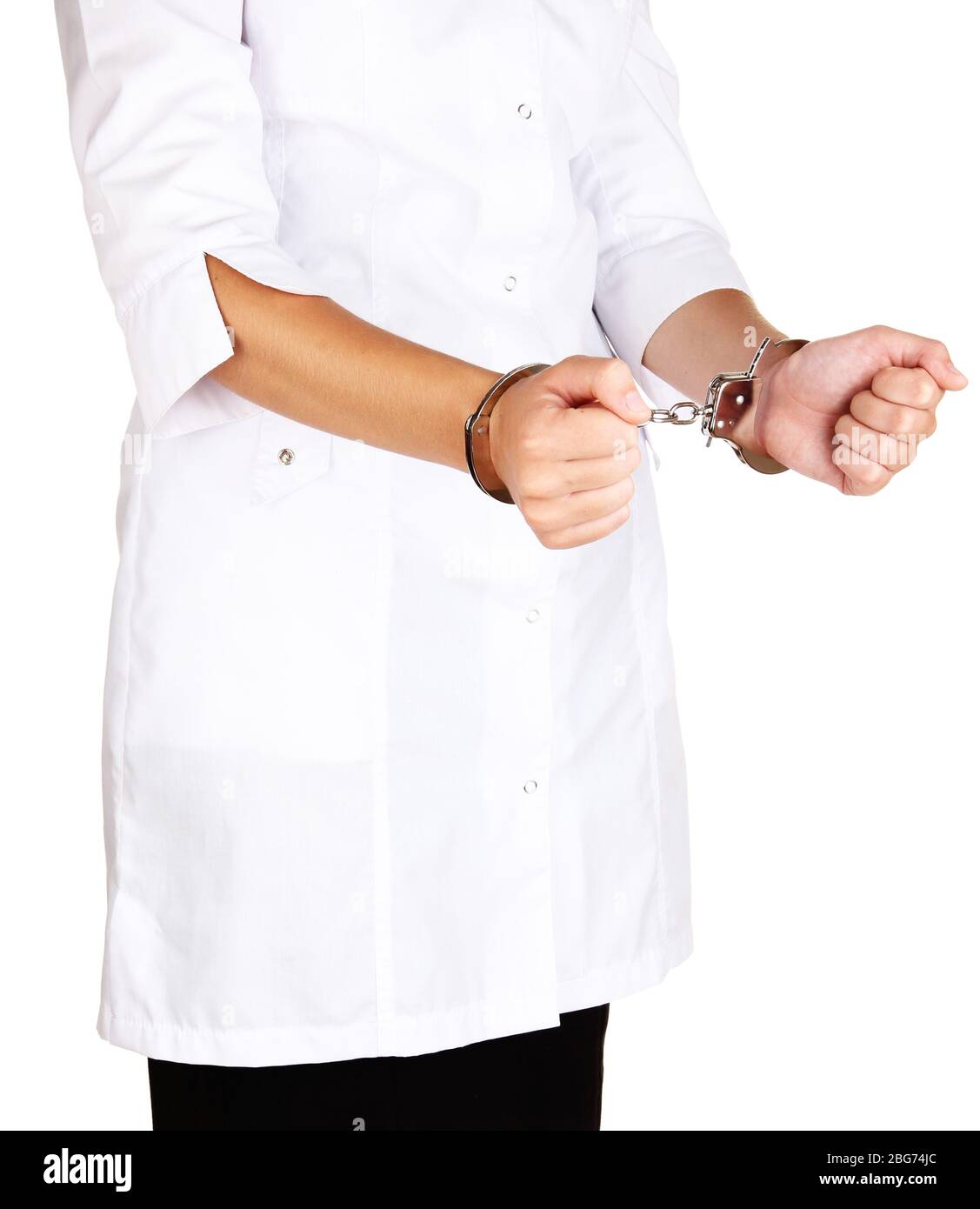 Doctor in handcuffs isolated on white Stock Photo - Alamy