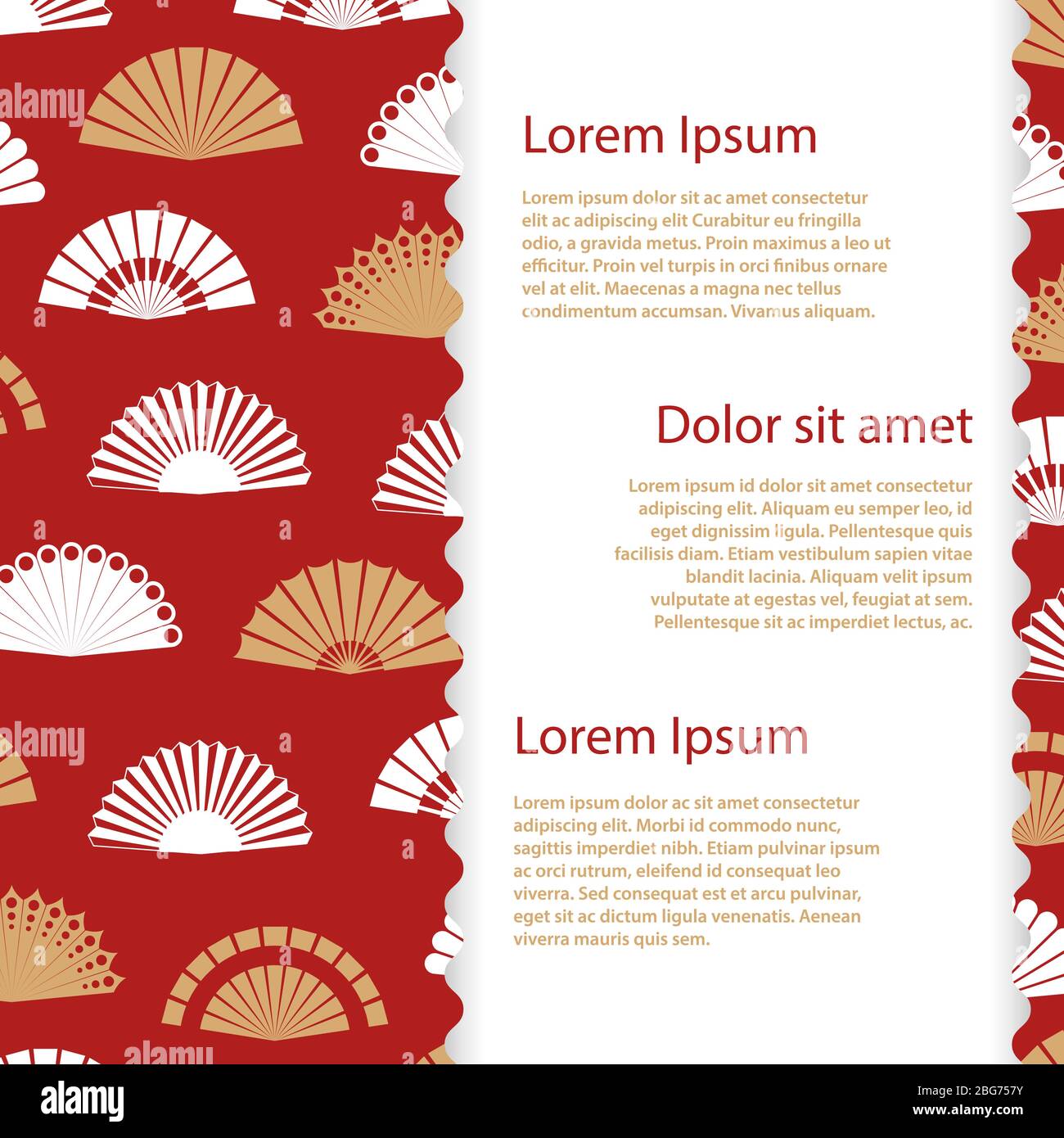 Gold and white hand fan banner or poster template. Vector illustration ...