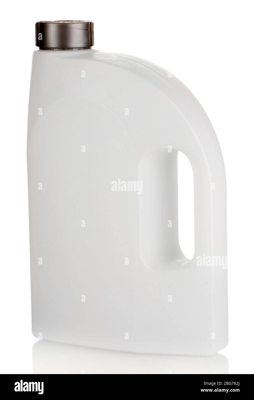 Plastic canister isolated on white Stock Photo - Alamy