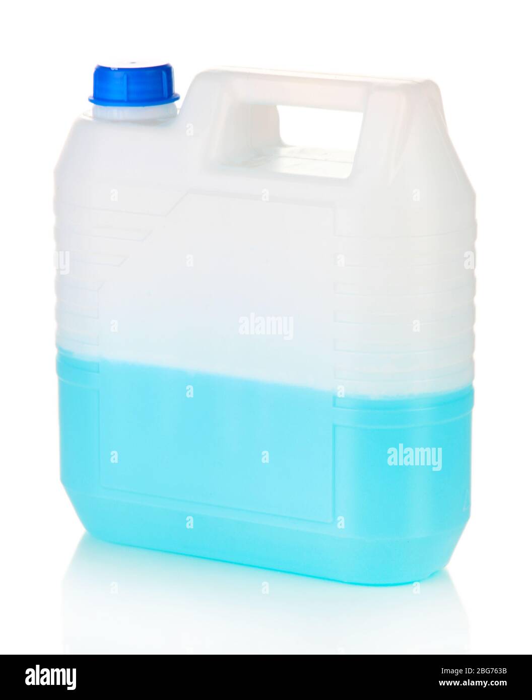 Blue liquid for car in canister isolated on white Stock Photo - Alamy