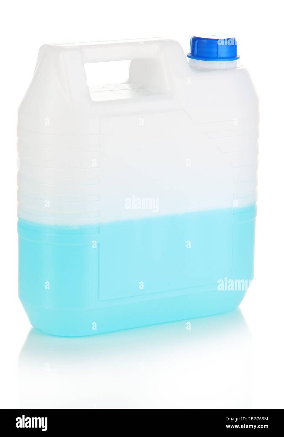 Blue liquid for car in canister isolated on white Stock Photo - Alamy