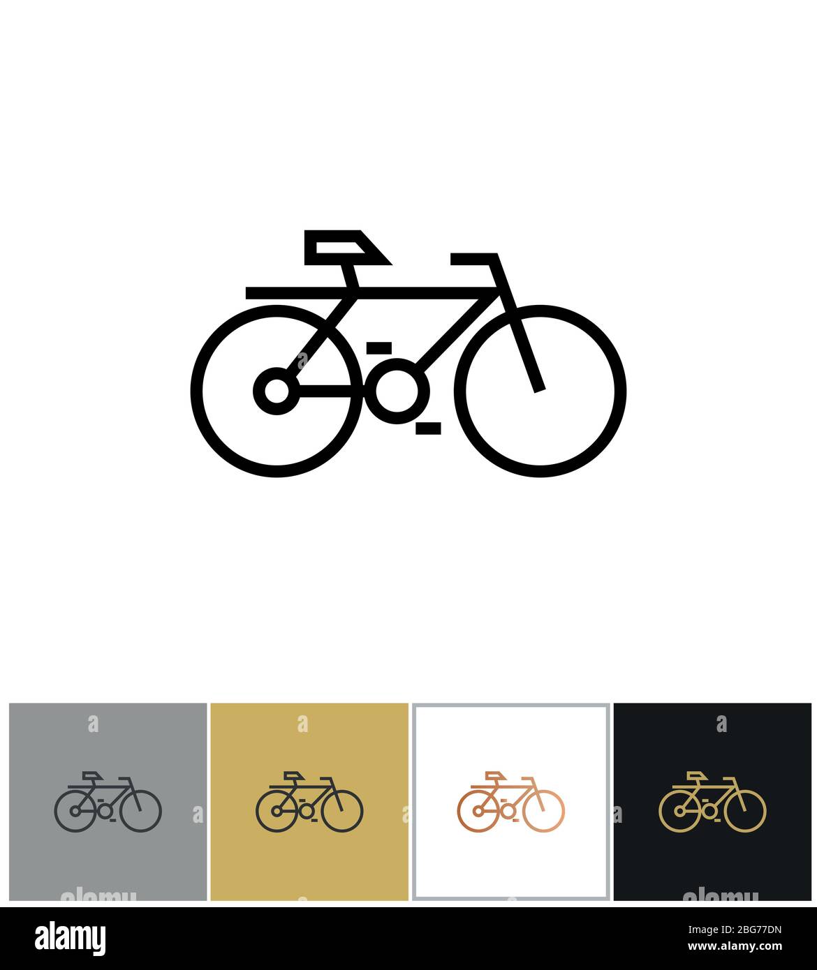 Bike icon, bicycle symbol or biking travel sign on white and black ...