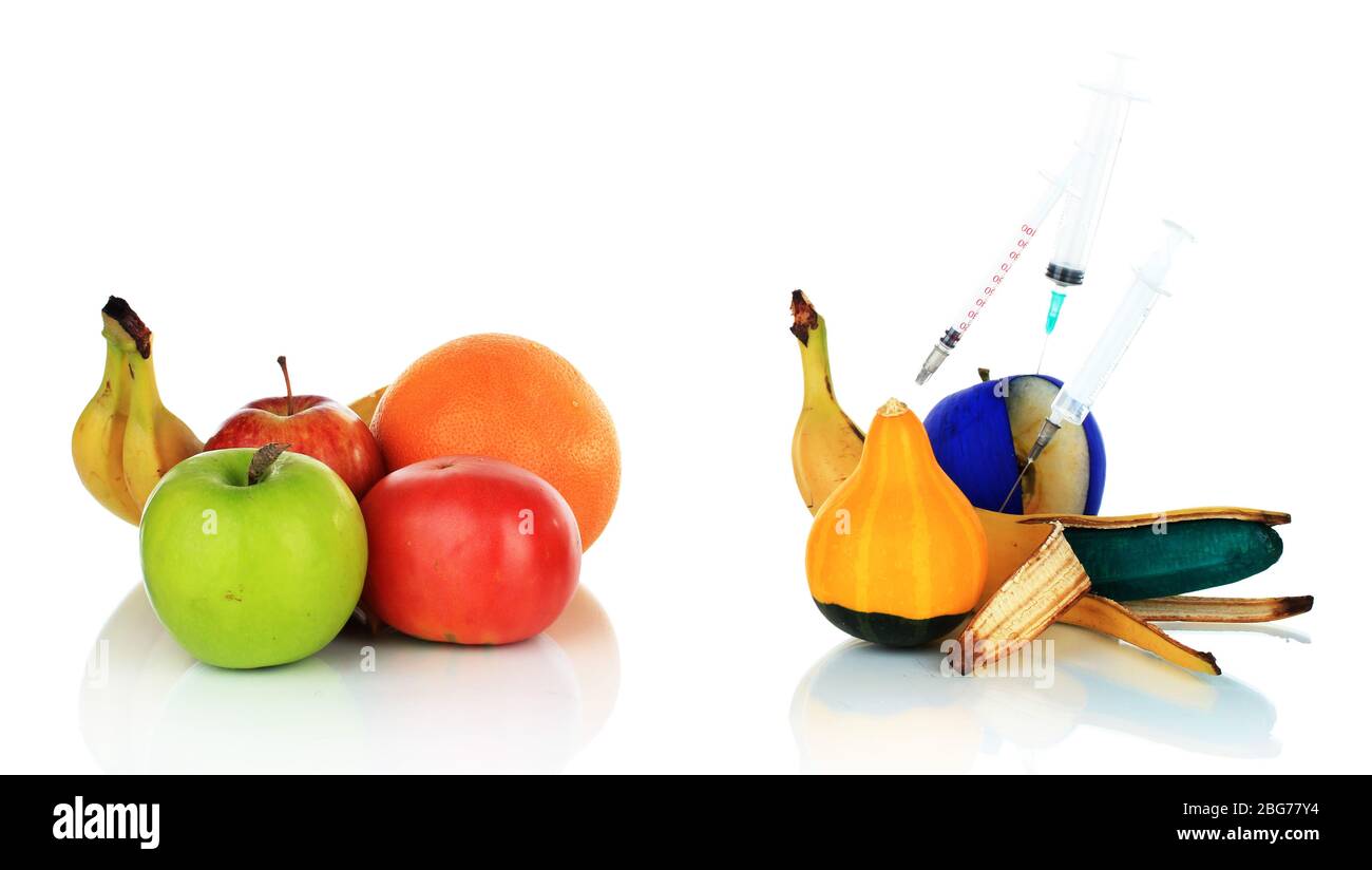 Injection into fruit and vegetables isolated on white Stock Photo - Alamy