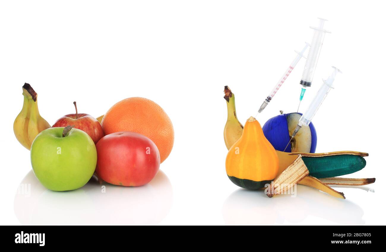 Injection into fruit and vegetables isolated on white Stock Photo - Alamy
