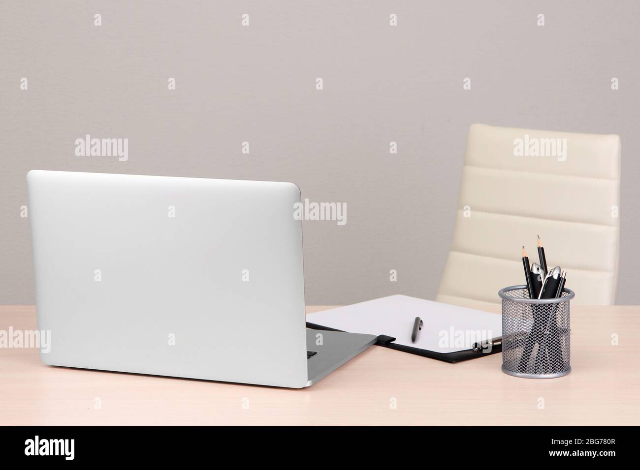 Office workplace with computer, close up Stock Photo - Alamy