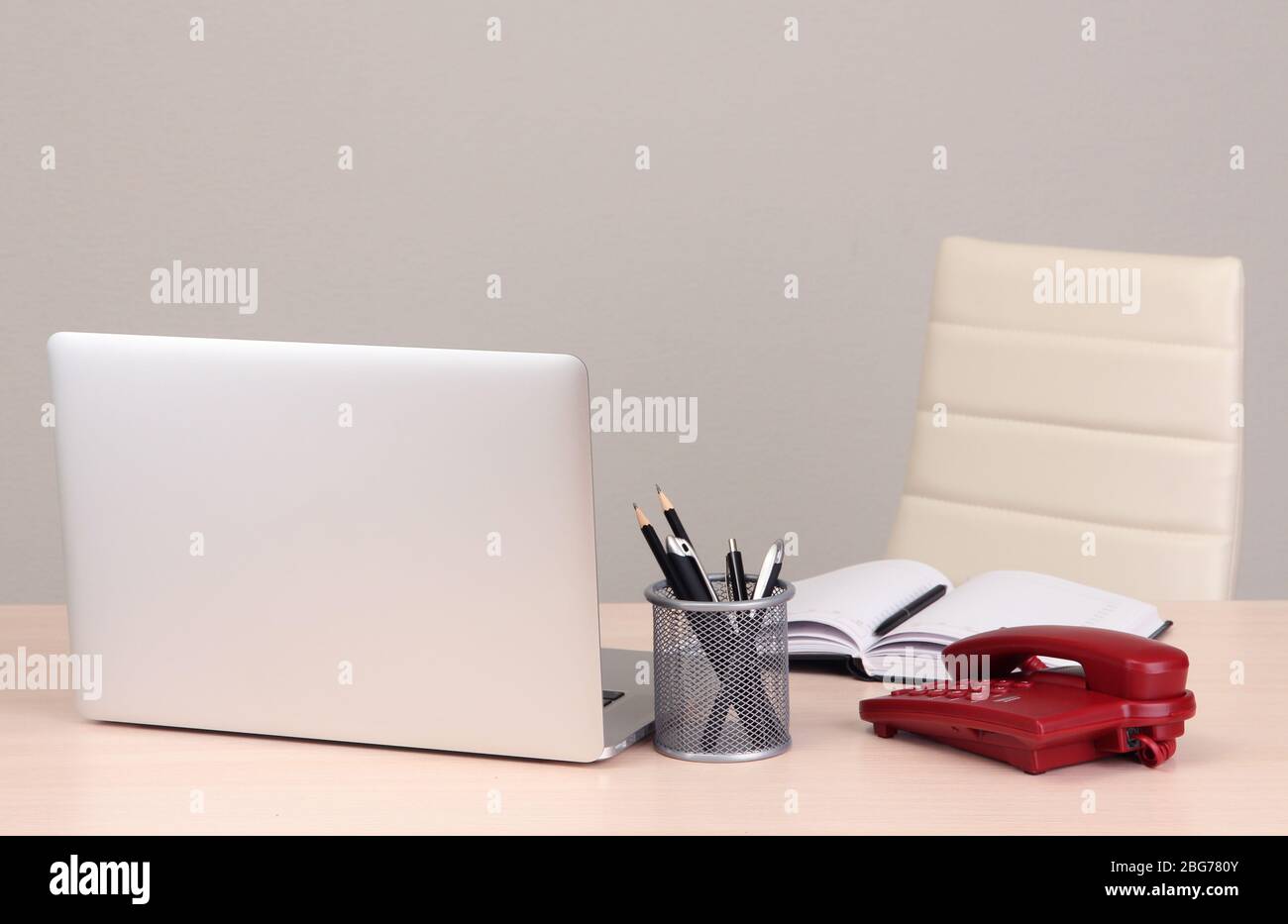 Office workplace with computer, close up Stock Photo - Alamy