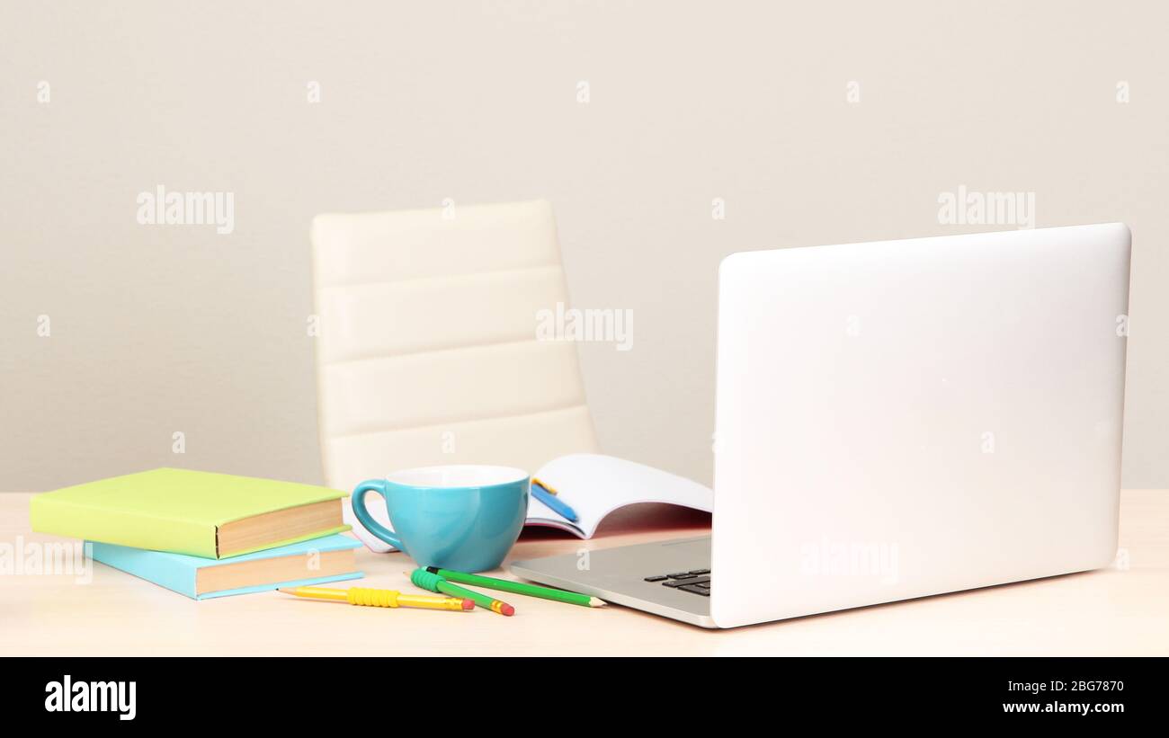 Home workplace with computer, close up Stock Photo - Alamy