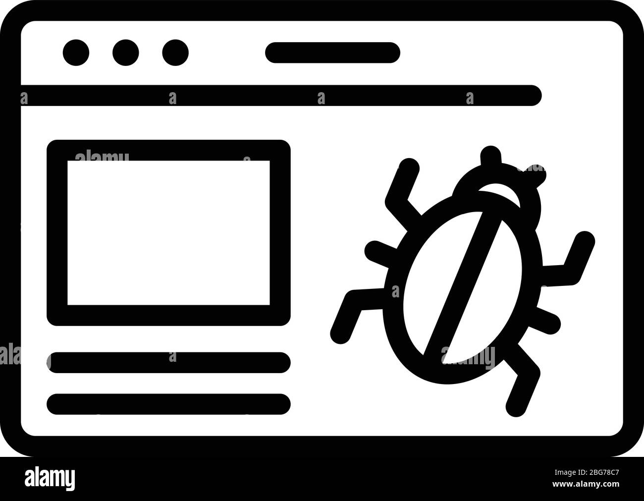 Bug in web application icon, outline style Stock Vector Image & Art - Alamy