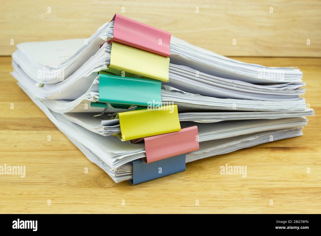 file folder and Stack of business report paper file on the table in a ...