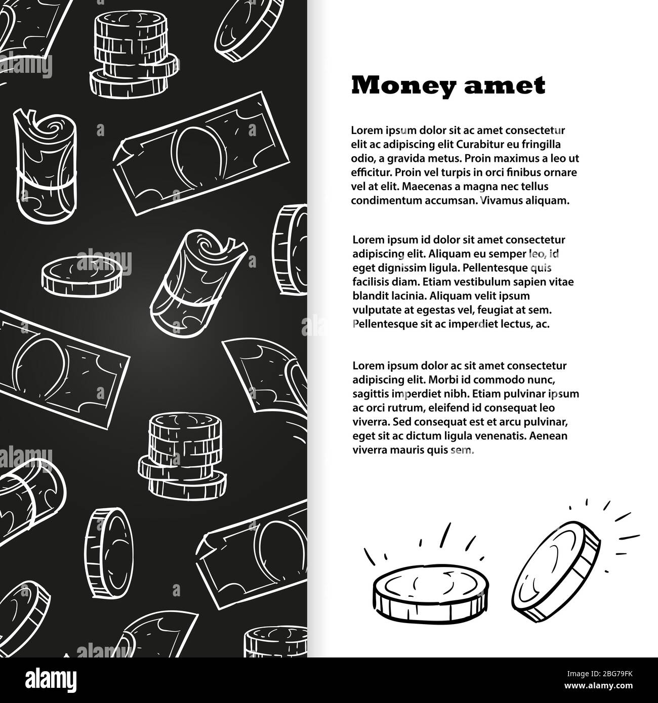 Chalk sketch money banner or poster template design. Vector ...