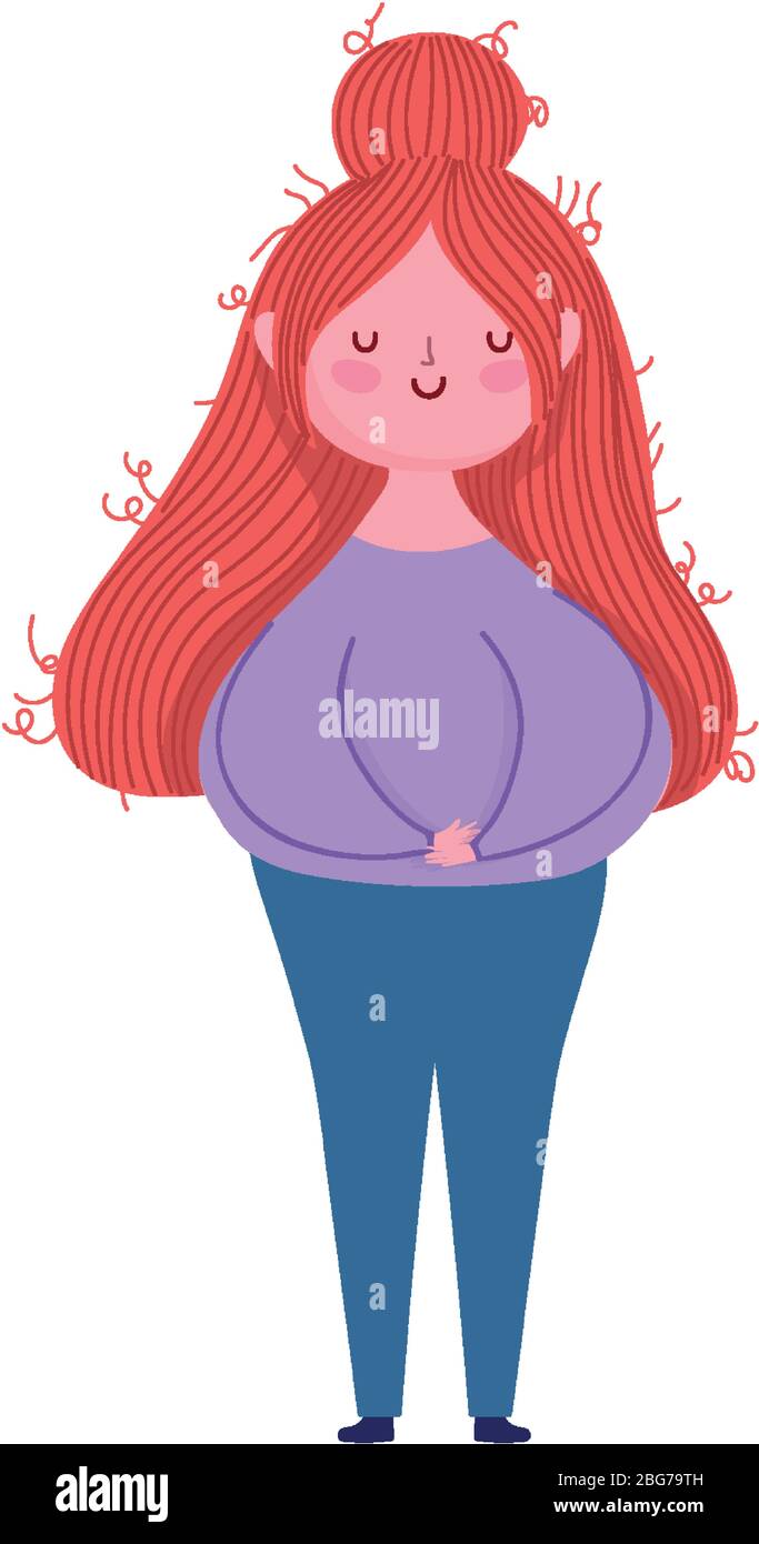 young woman standing cartoon character female isolated design vector ...