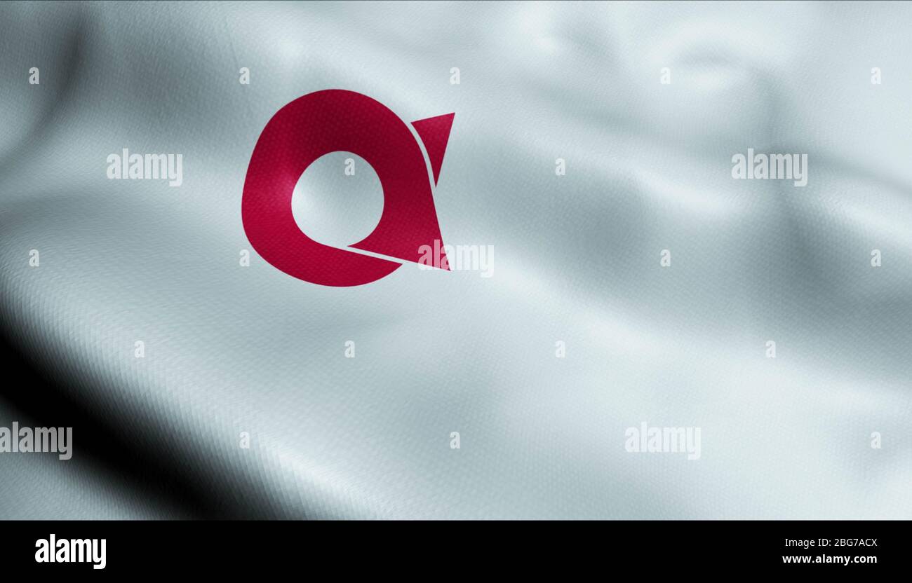 3D Illustration of a waving flag of Ayabe (Japan country Stock Photo ...