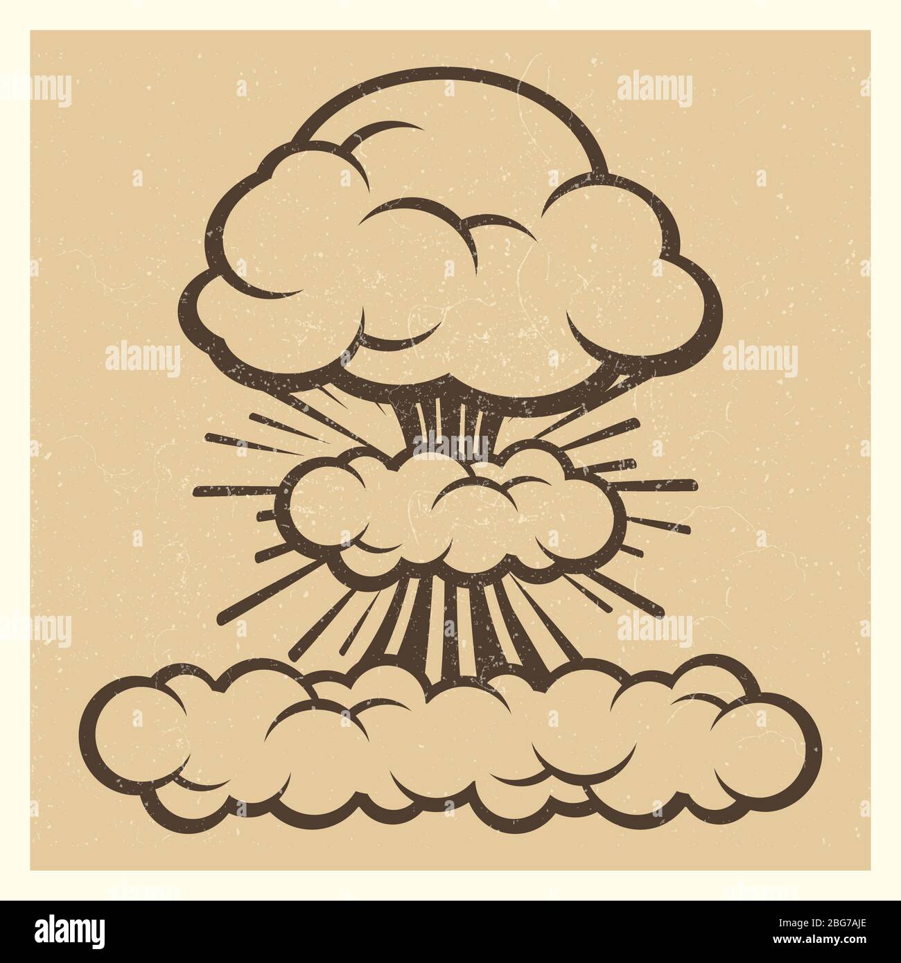 Big explosion sketch drawing vintage element isolated on background ...