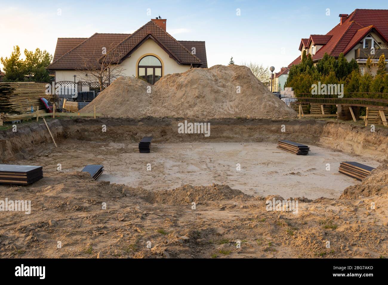 Dig in the ground for the construction of a residential house Stock ...