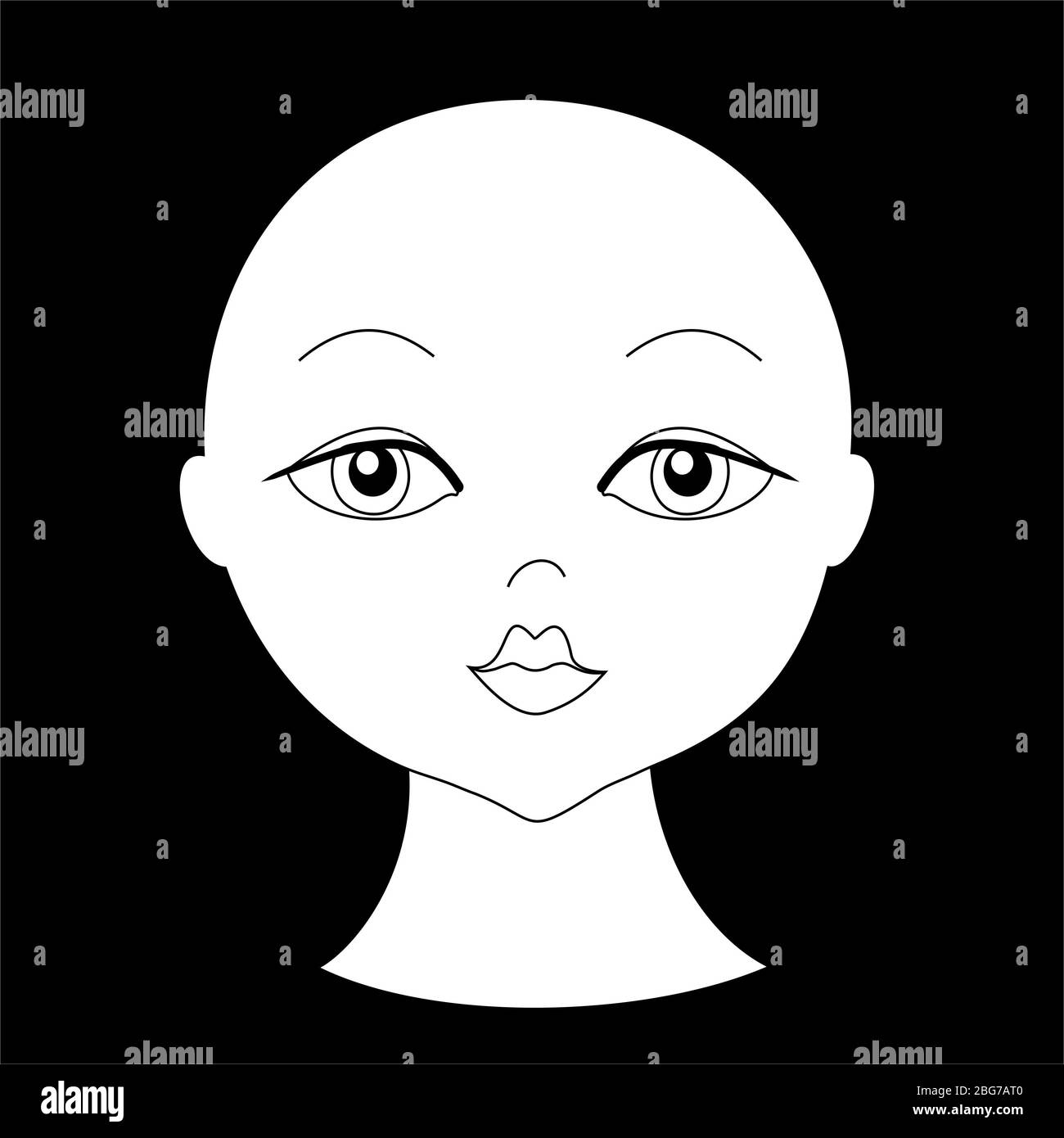 Young girl face. Head without hair. Black background Stock Photo - Alamy