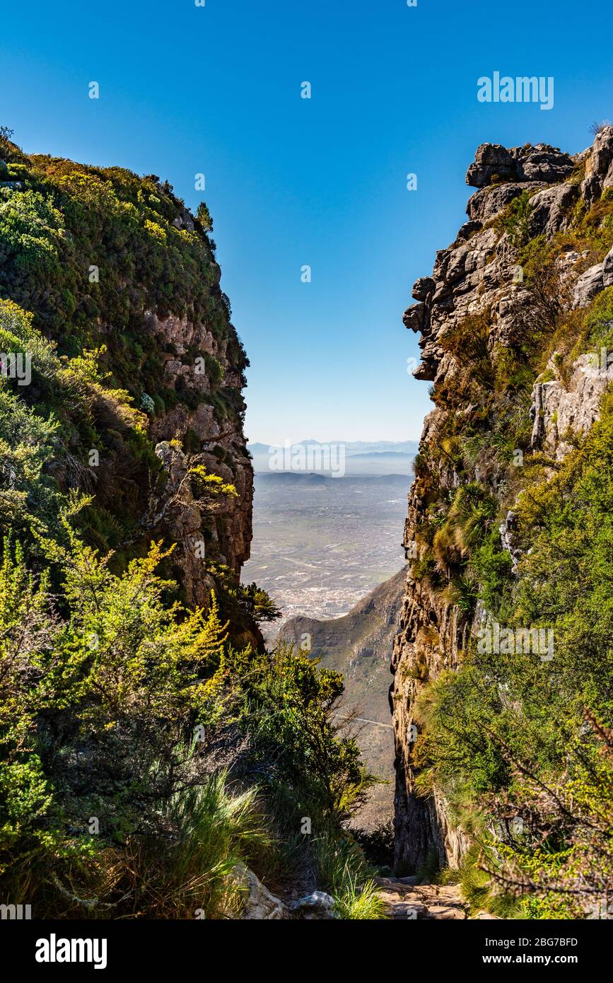 Spectacular view of Cape Town from the Table Mountain during winter ...
