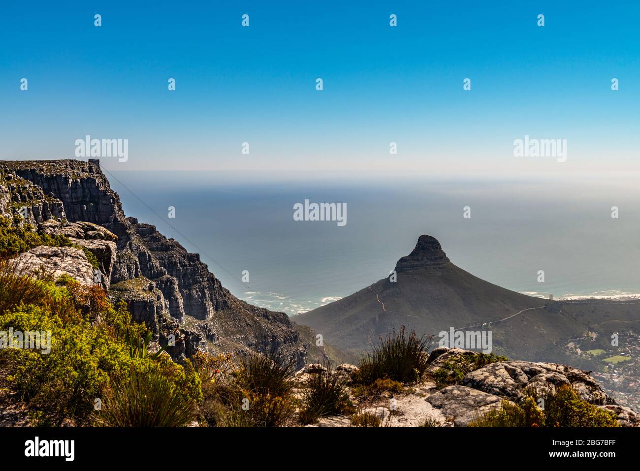Cape Town view from the Table Mountain during winter season Stock Photo ...