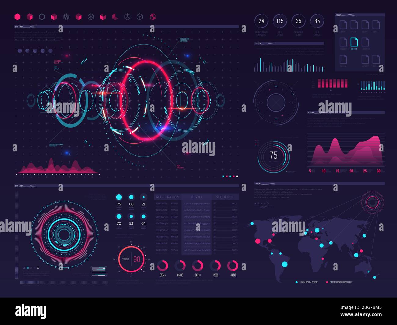 Futuristic hud digital touch screen display with visual data graphic ...