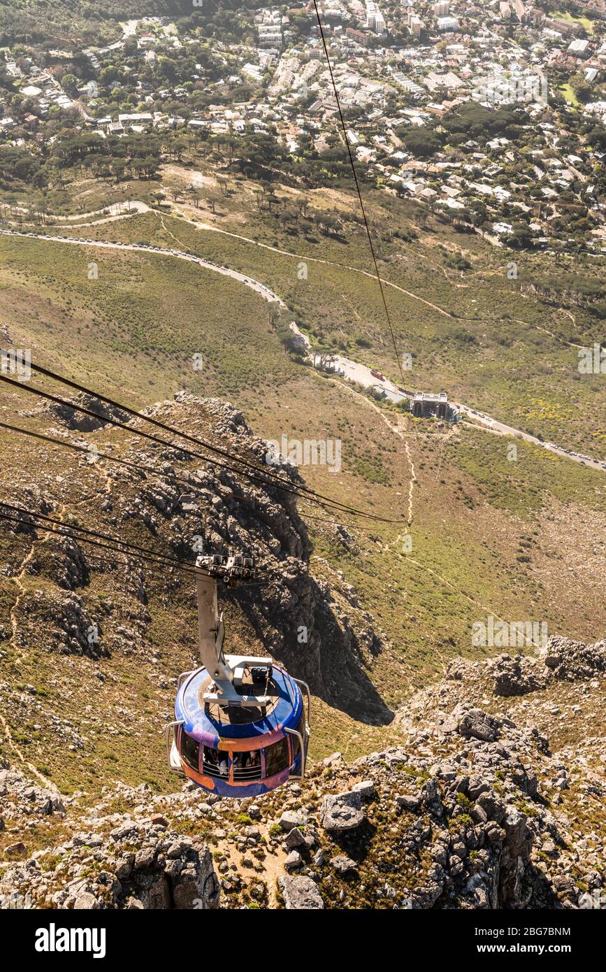 Cable car to the Table Mountain, Cape Town, South Africa during winter ...