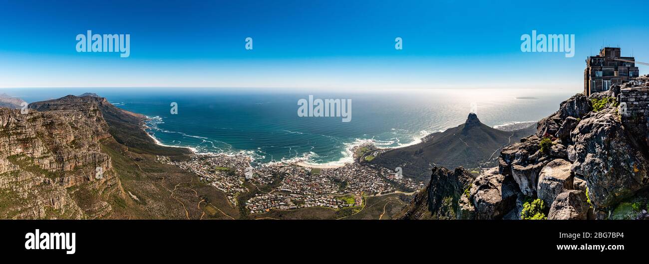 Cape Town view from the Table Mountain during winter season Stock Photo ...