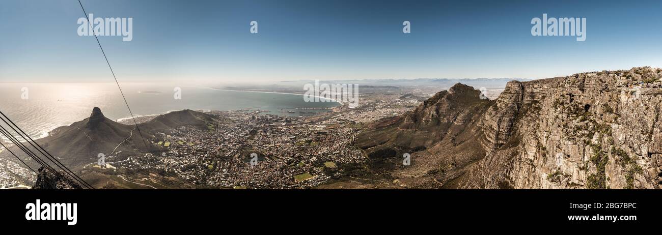 Cape Town view from the Table Mountain during winter season Stock Photo ...